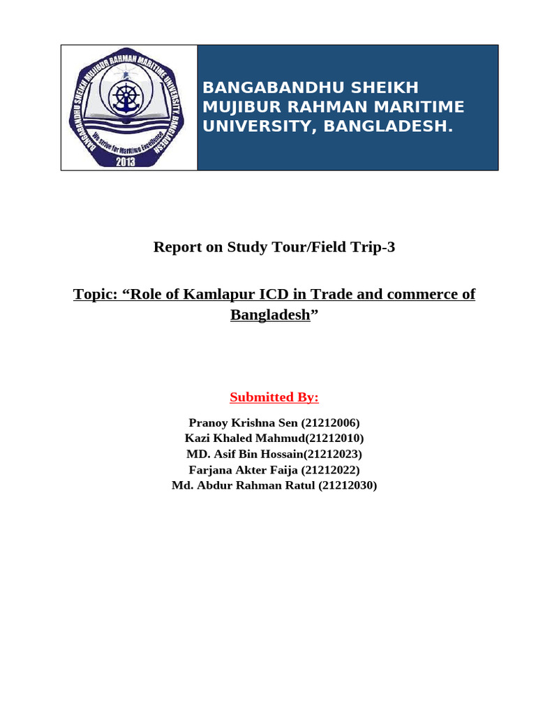 Study Tour Report by Team 3 | PDF | Transport | Bangladesh
