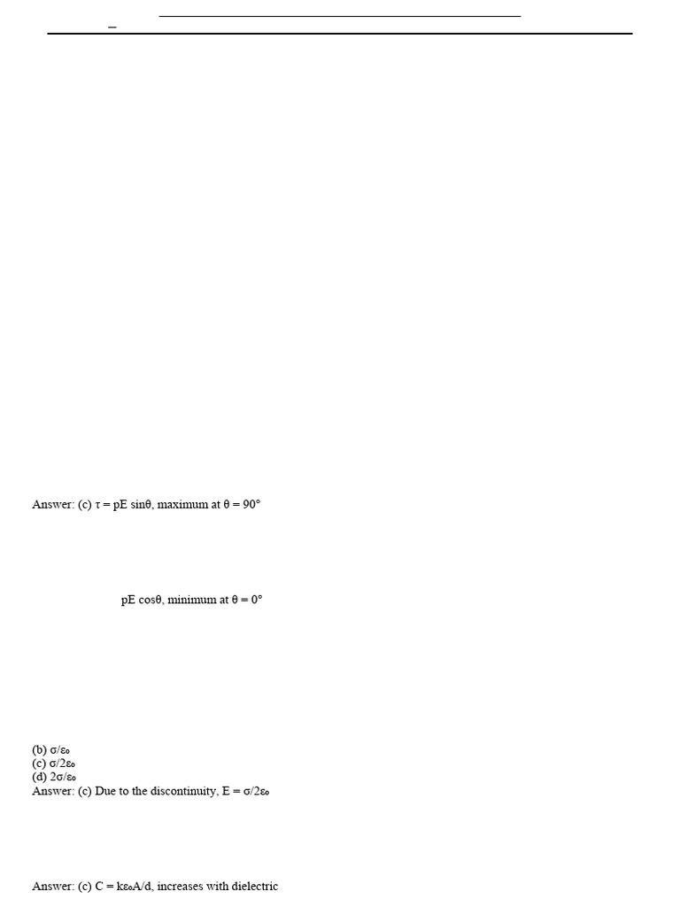 Electrostatic Potential and Capacitance Practice Questions CBSE | PDF | Capacitor | Dielectric