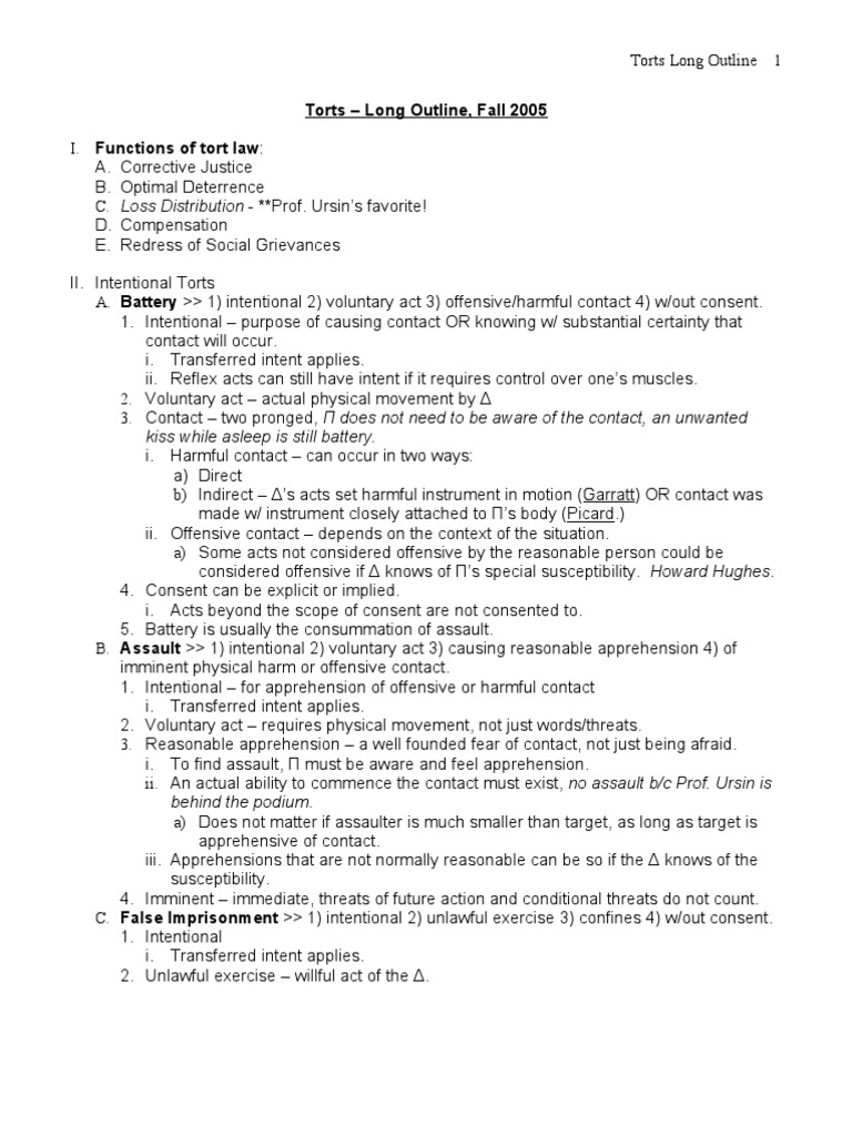 An In-Depth Analysis of the Key Concepts and Elements of Tort Law | PDF ...