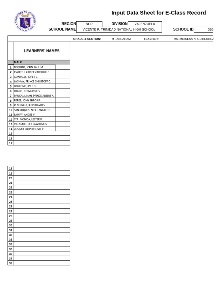 English Grading Sheet Sy2526 | PDF