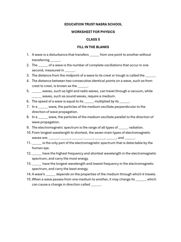 Worksheet For Physics | PDF
