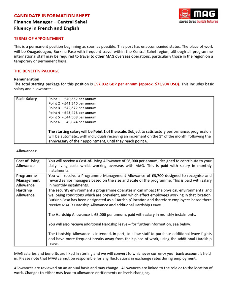 Finance Manager (Sahel) - Candidate Information Sheet - 22.11.2024 ...