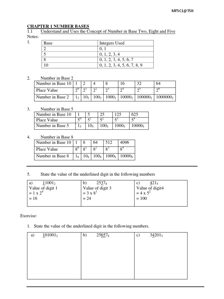 Understanding Number Bases: Exercises | PDF | Decimal | Number Theory