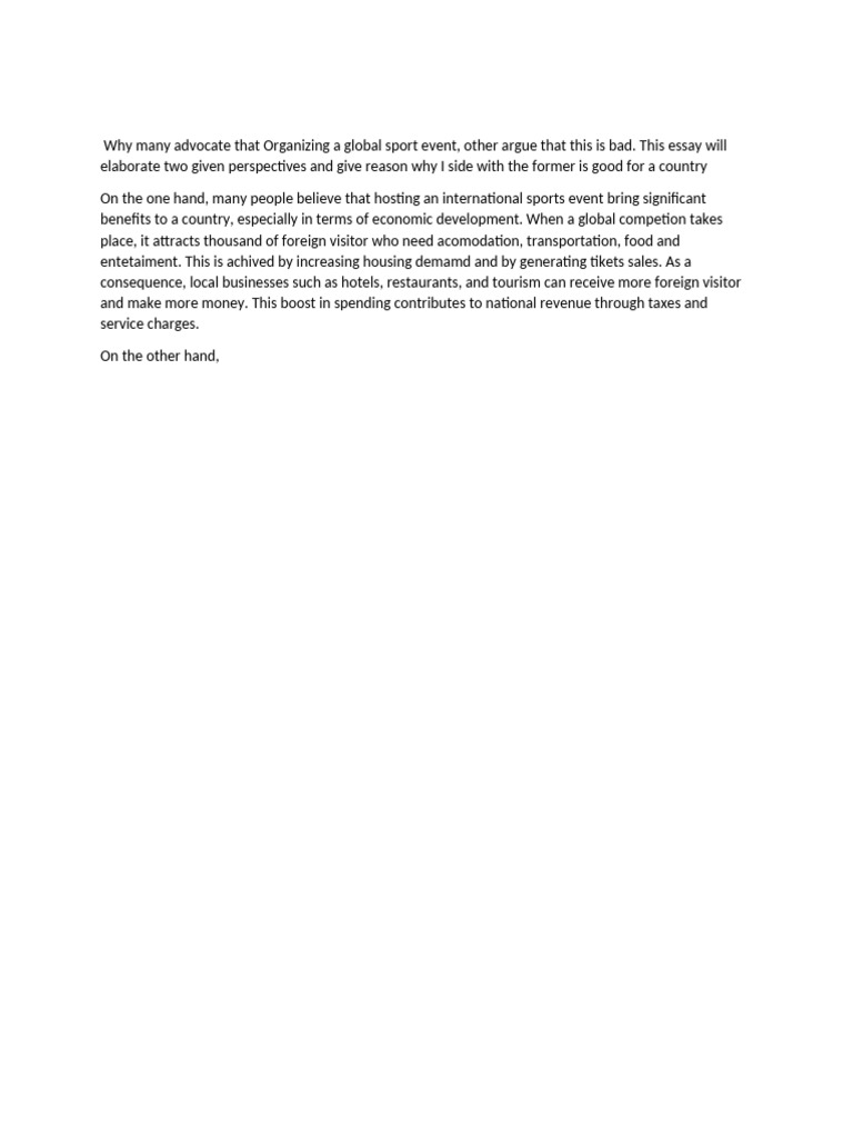 Benefits of Hosting Global Sports Events | PDF