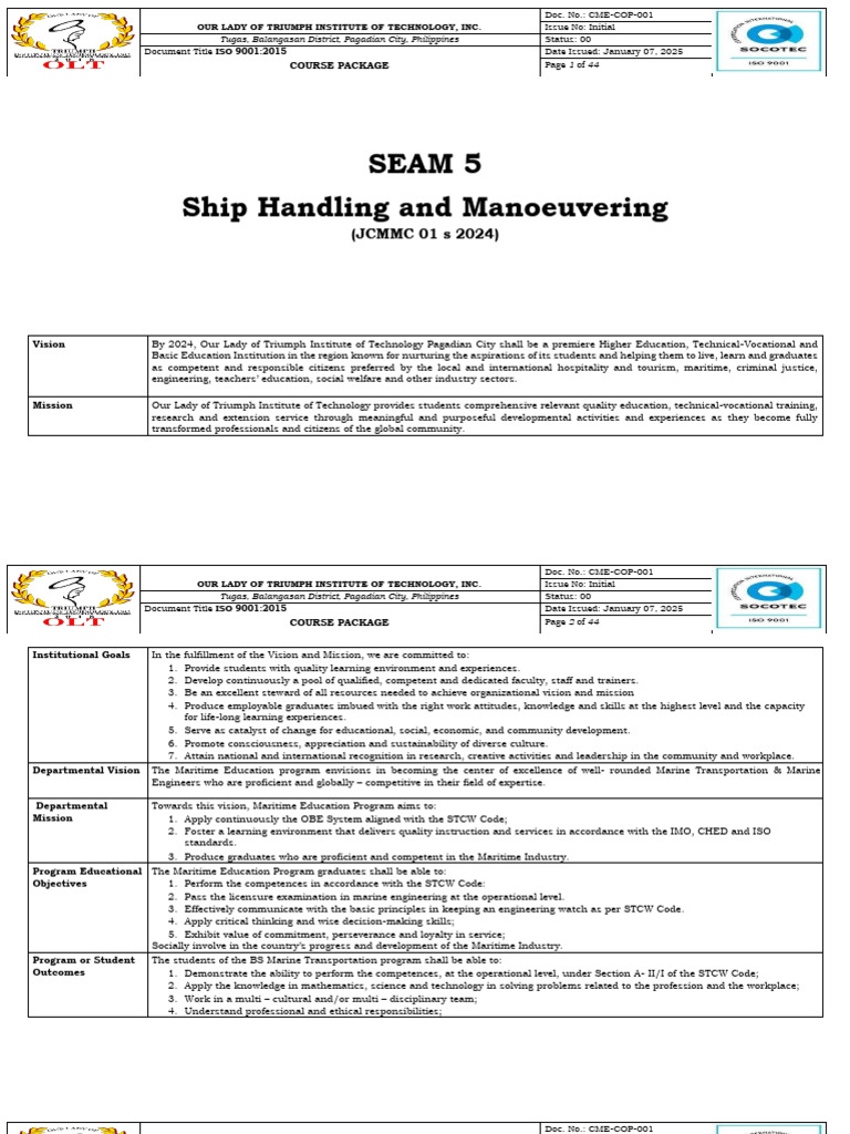 Ship Handling Course Package Overview | PDF | Anchor