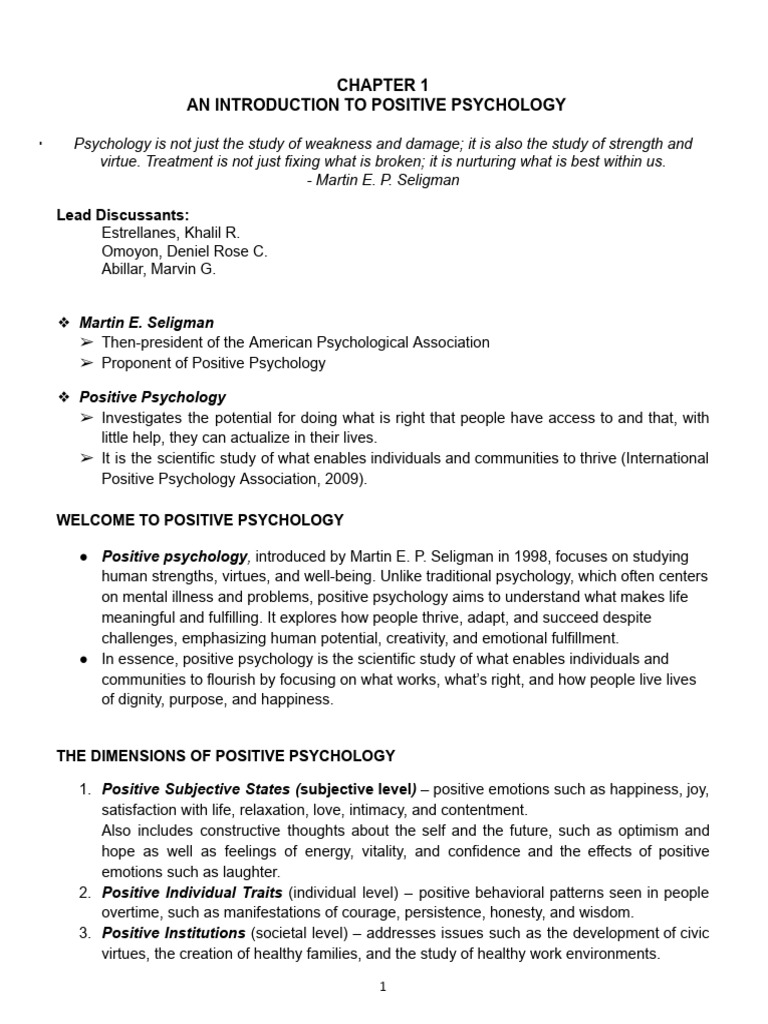 Intro To Positive Psych | PDF | Positive Psychology | Well Being