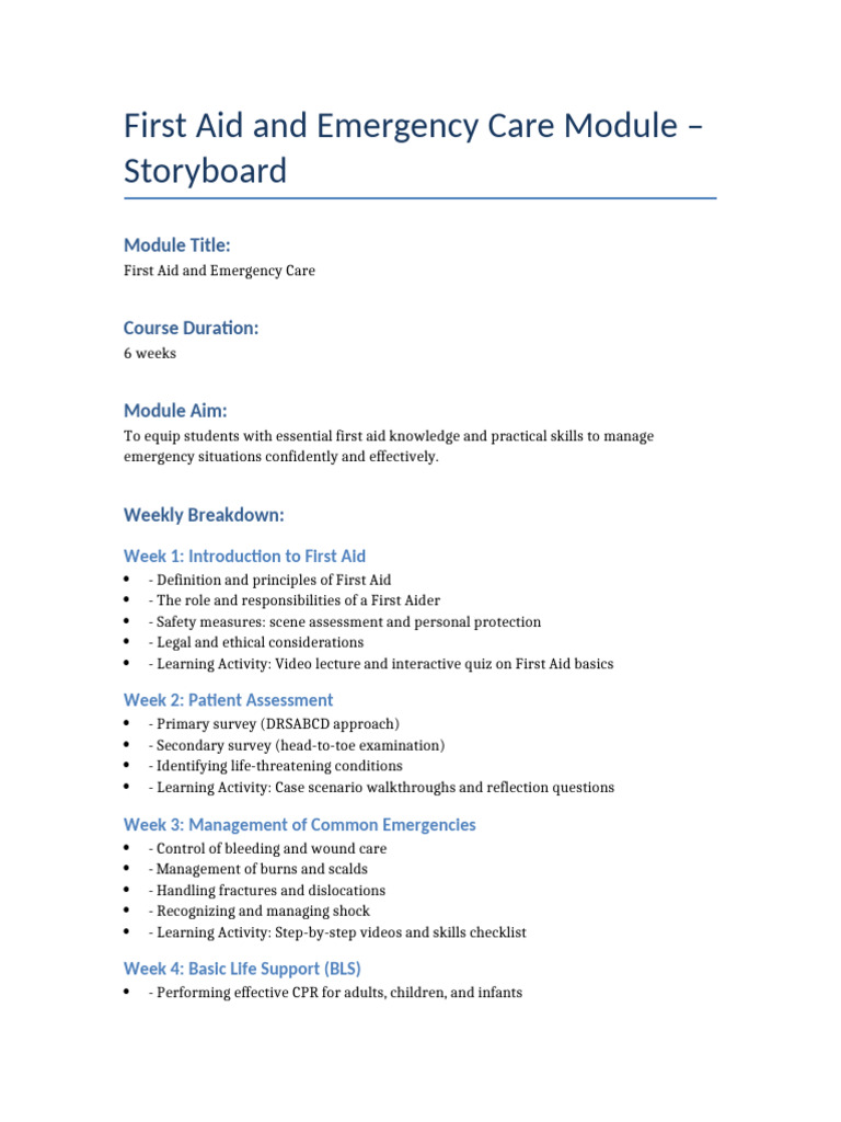 First Aid Module Storyboard | PDF
