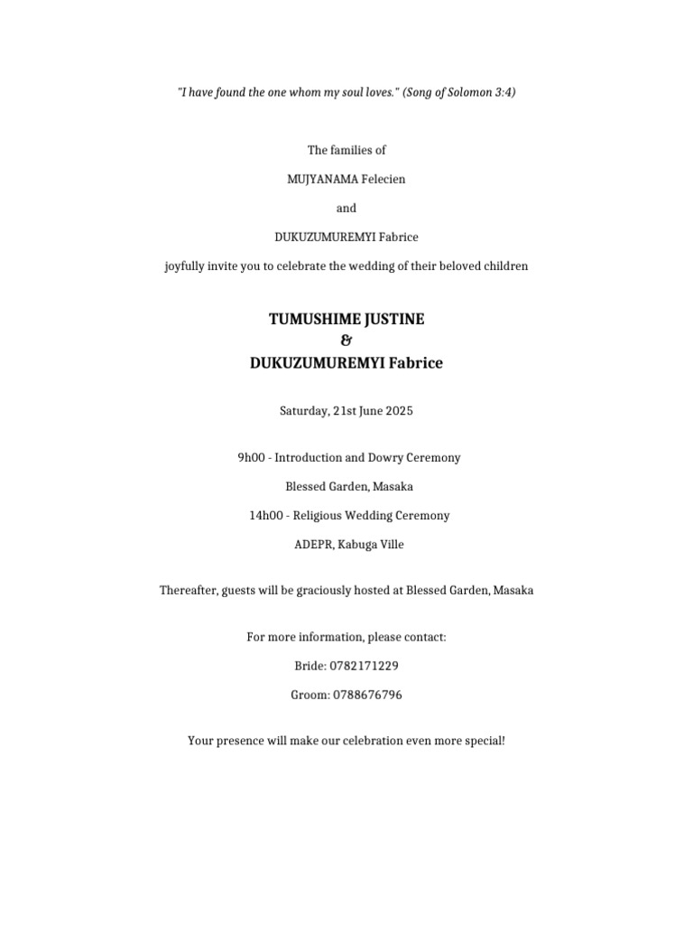 Formal Wedding Invitation 2025 | PDF