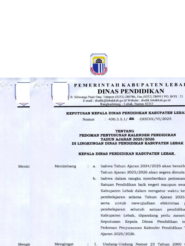 Kalpendik Tahun Ajaran 2025 - 2026 | PDF