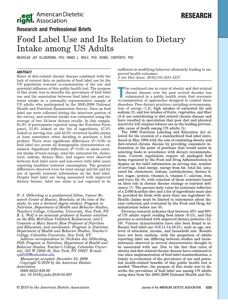 Food Label Use in USA | PDF | Nutrition Facts Label | Saturated Fat