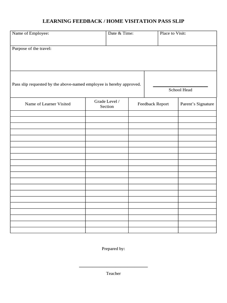Home Visitation Pass Slip | PDF