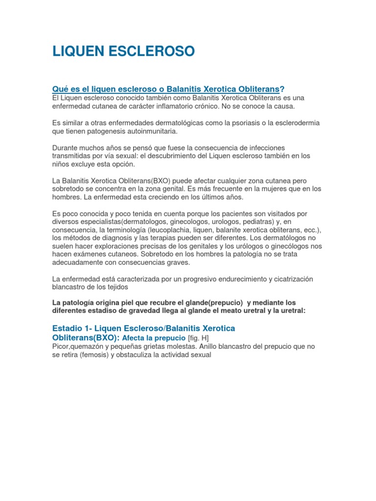Balanitis Xerótica Obliterante: Guía Completa | PDF | Especialidades ...