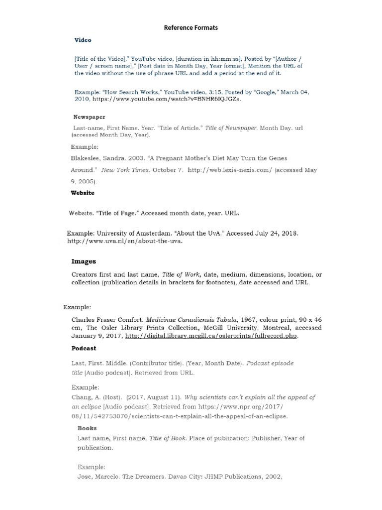 Reference Formats | PDF