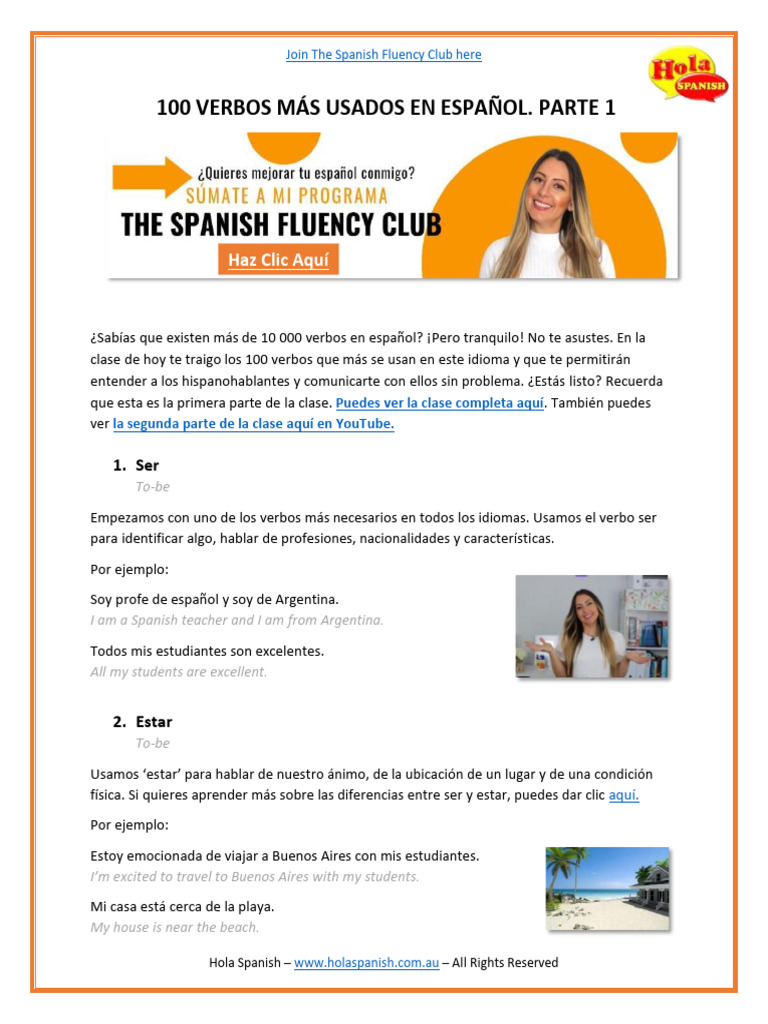 100 Verbos Más Usados en Español Parte 1 de 2. | PDF | Lingüística