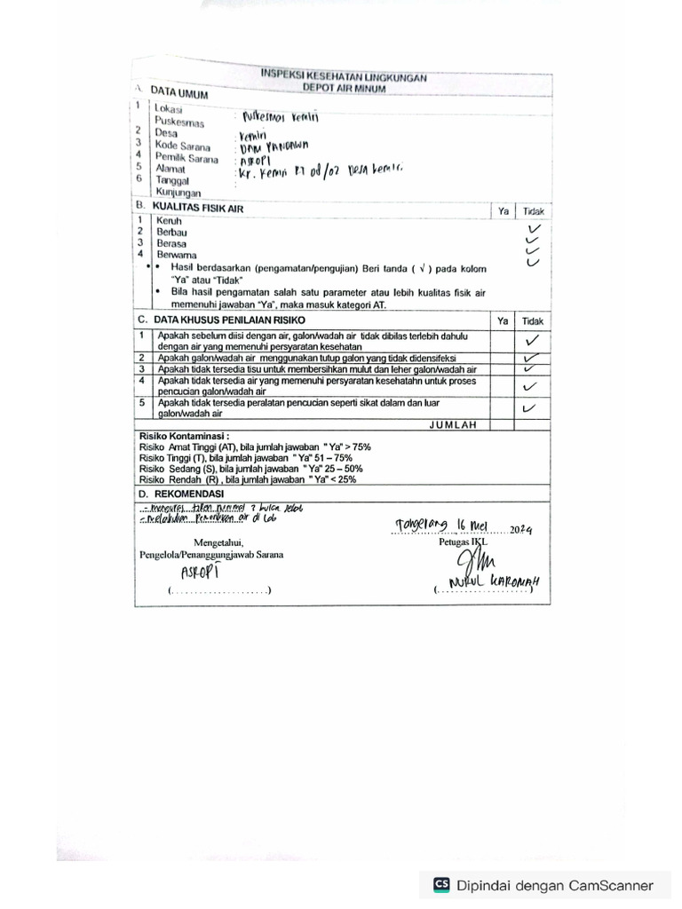 Form Ikl Depot Air Minum | PDF