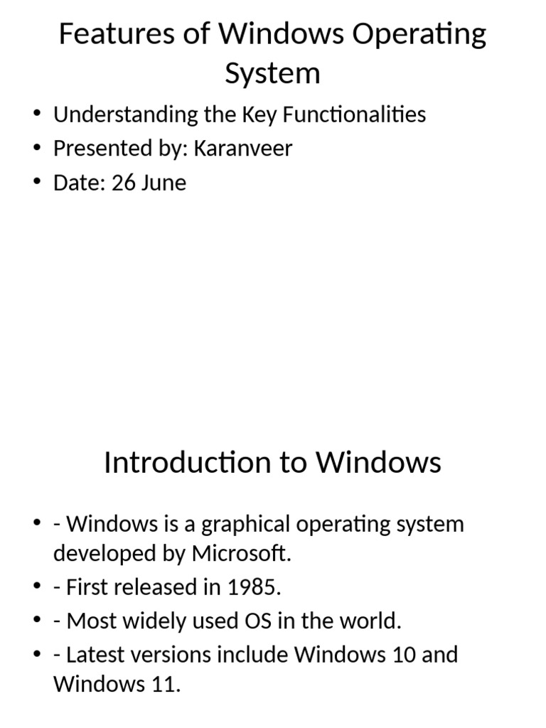 Features of Windows Operating System Final | PDF
