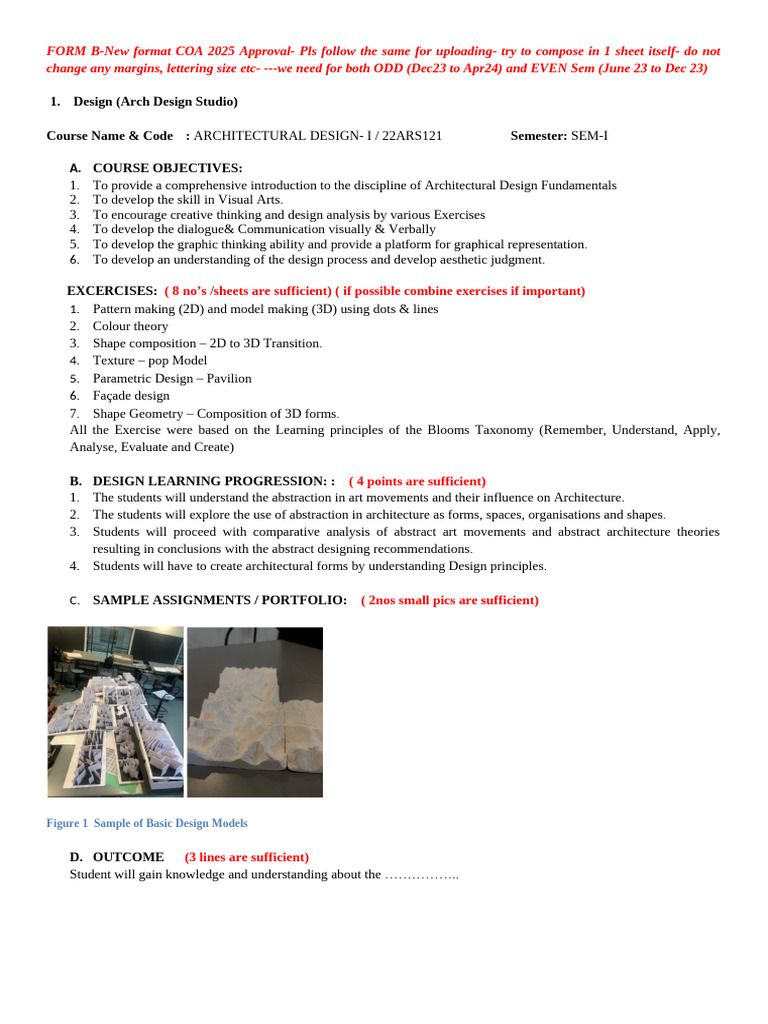 1-COA - Form B - 2025 Format - For Design Only | PDF