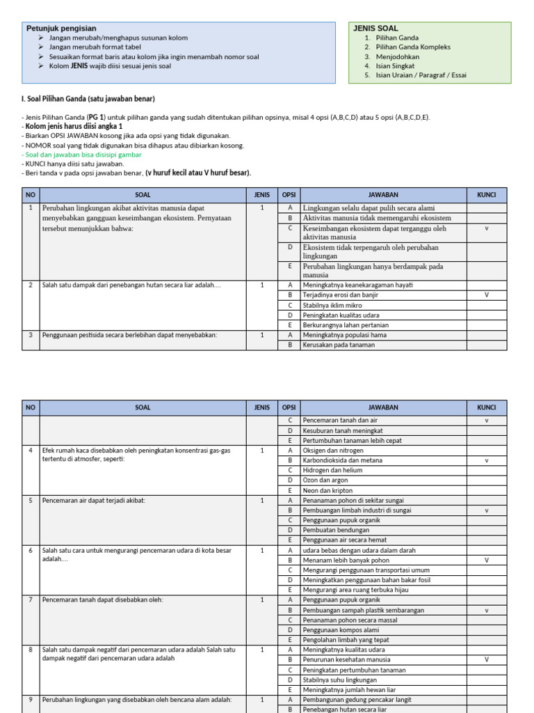 Template Soal CBT 2025 X Biologi | PDF