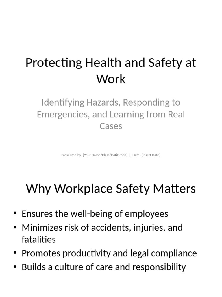 Protect Health and Safety at Work Presentation | PDF | Occupational ...