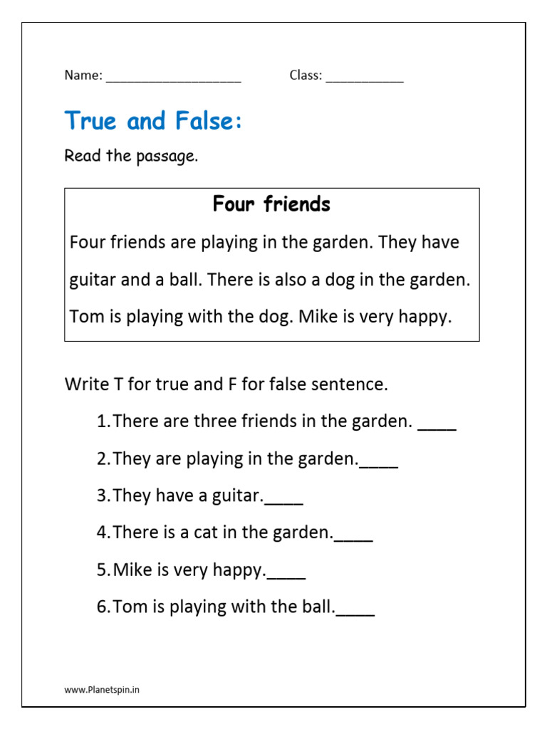 True or False Reading Exercise | PDF