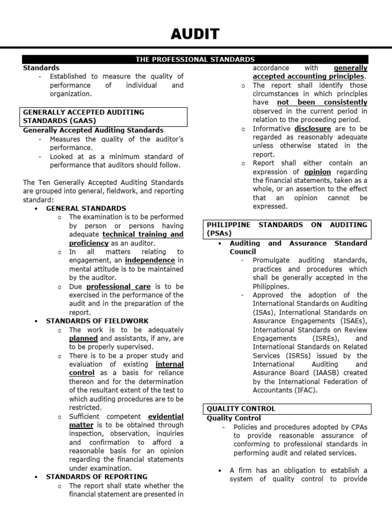 Auditing Professional Standards Overview | PDF | Audit | Certified ...