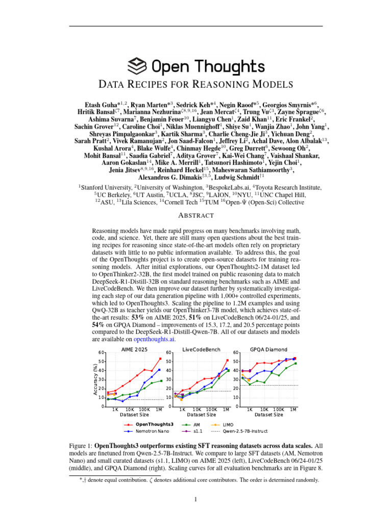 OpenThoughts3: Advancing Reasoning Models | PDF | Cognitive Science ...