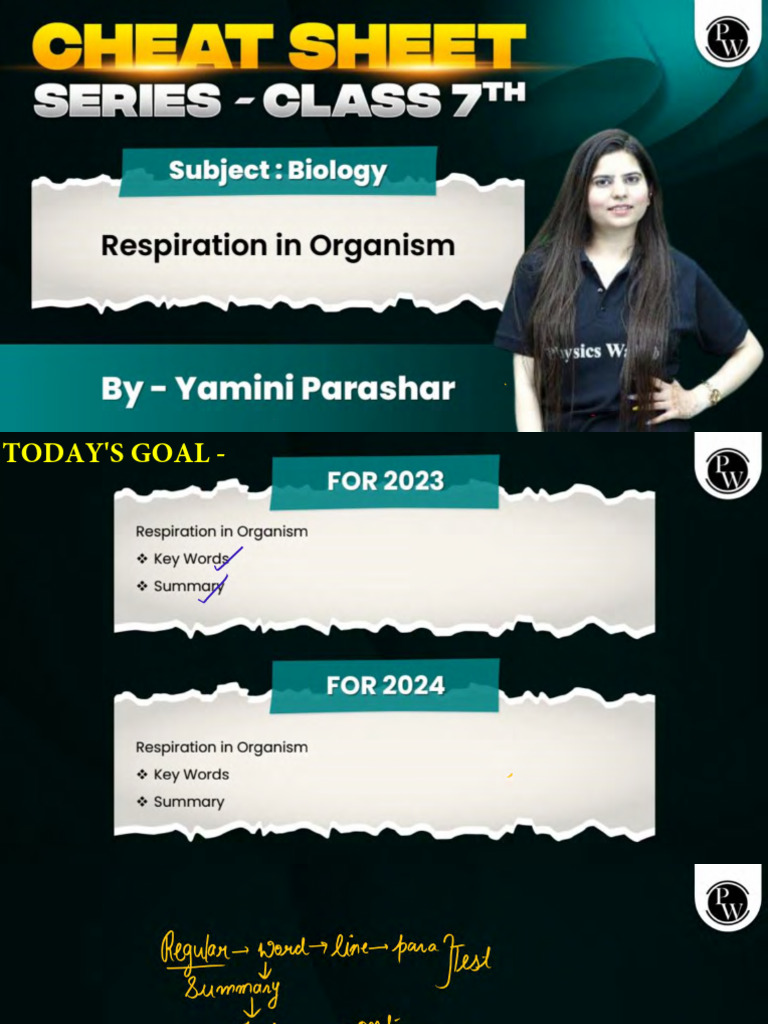 Science - Biology - Respiration in Organisms - Class Notes - Cheat ...