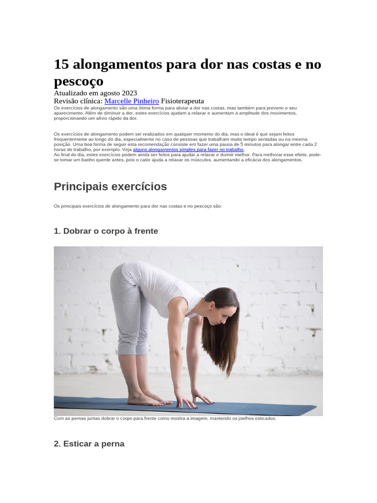 Alongamentos para Pescoço e Costas | PDF | Dor | Dor nas costas