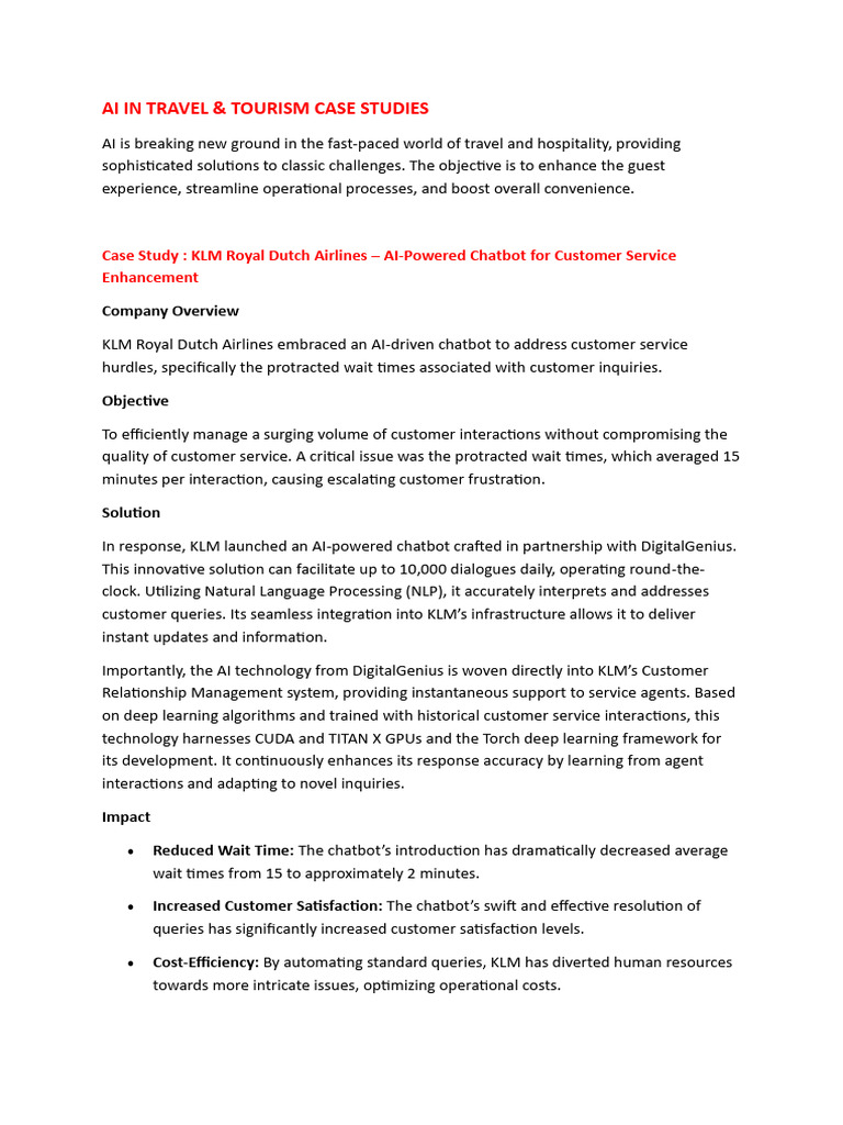UNIT5 CASES AI in Travel Tourism | PDF | Artificial Intelligence | Intelligence (AI) & Semantics