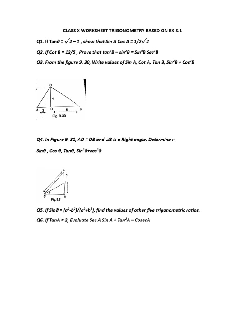 10th Trigo 8.1 Worksheet | PDF