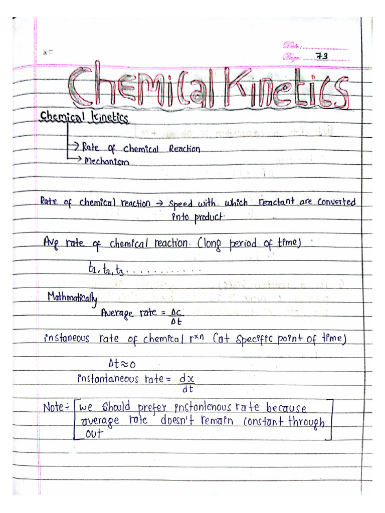 Complete Chemical Kinetics Handwritten Notes | PDF