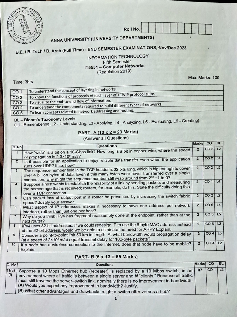 Computer Networks - Endsem | PDF
