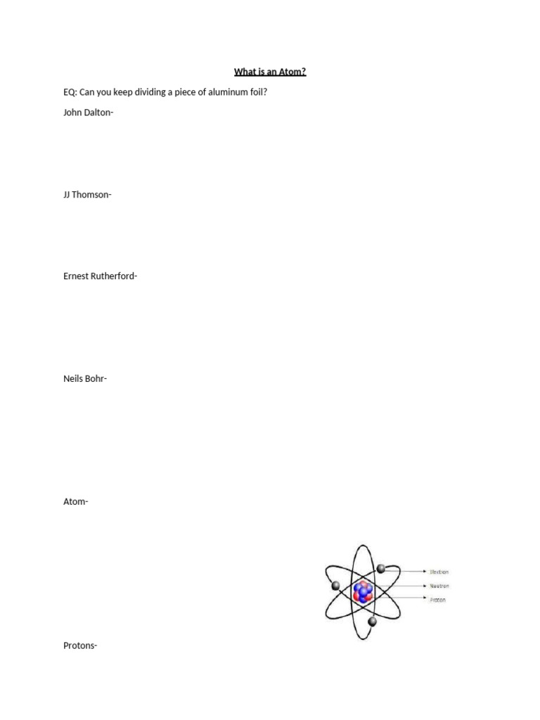 What Is An Atom Notes | PDF