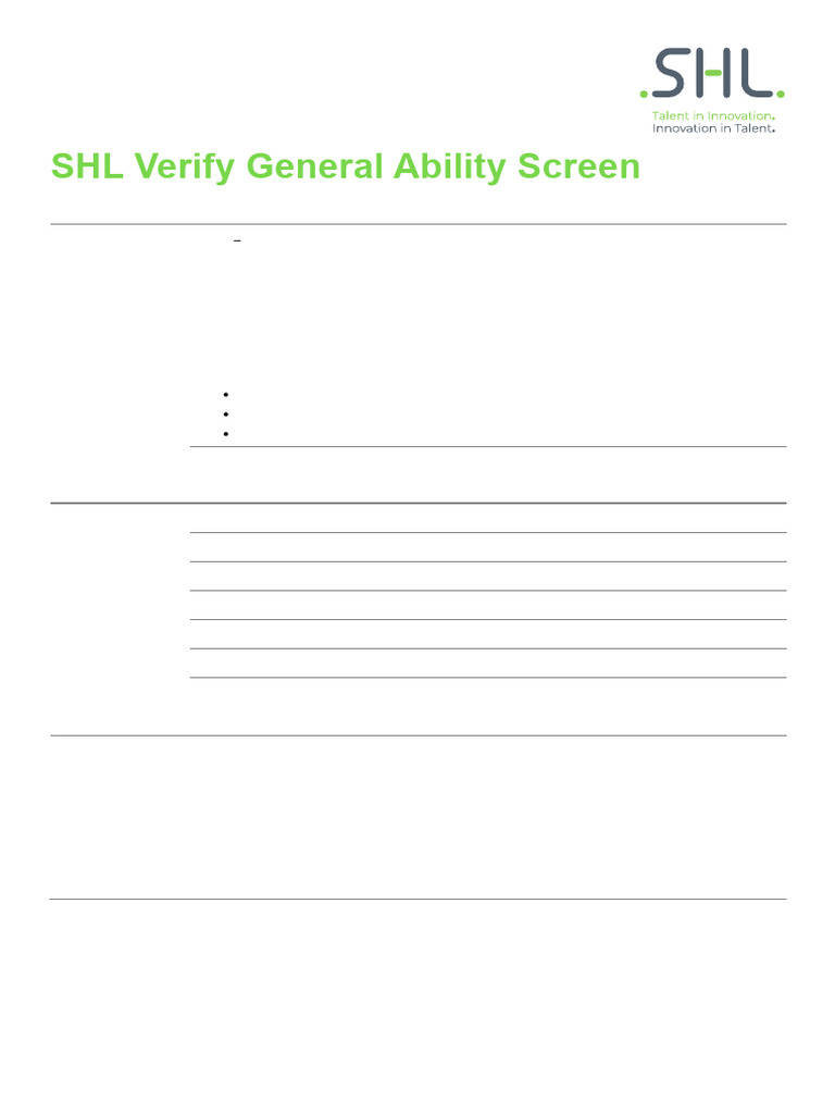Verify General Ability Screen Fact Sheet | PDF | Cognition | Reason
