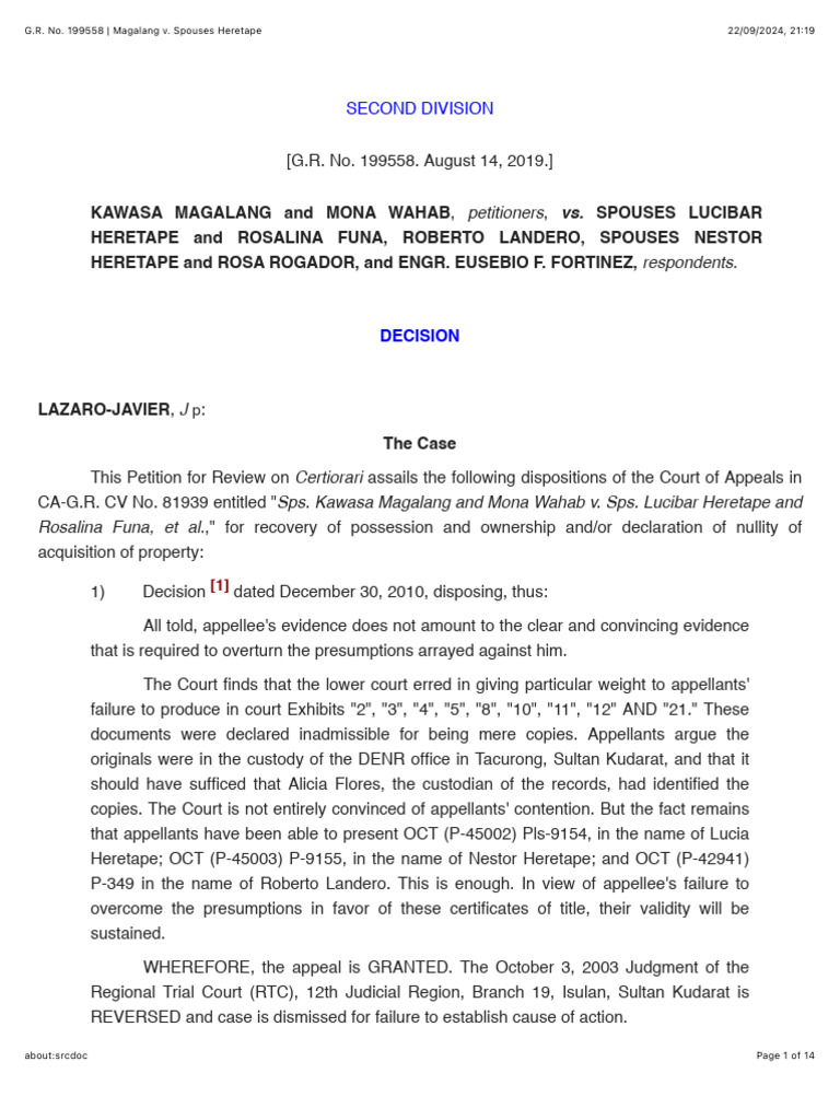 CIVIL LAW Land Titles and Deeds Tax Declaration, Being of An Earlier ...