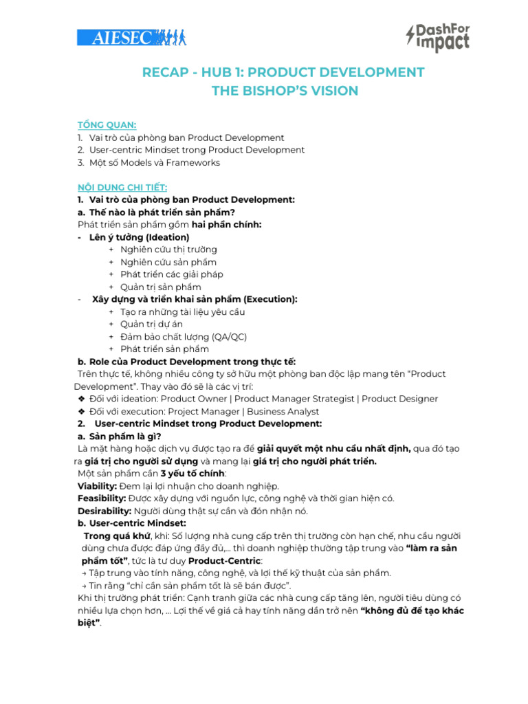 Hub 1 - Product Development | PDF