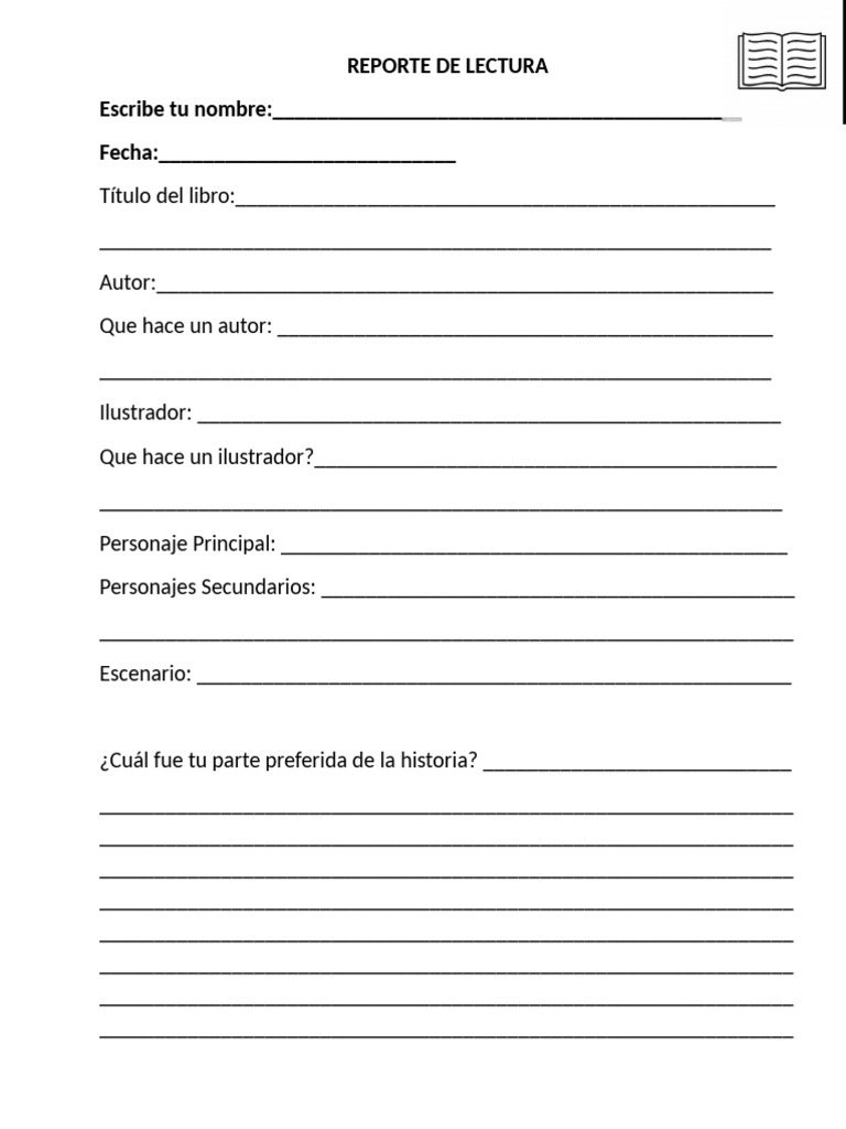Hoja de Reporte de Lectura Infantil | PDF