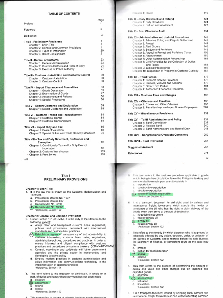 1 - Reviewer For Customs Broker | PDF