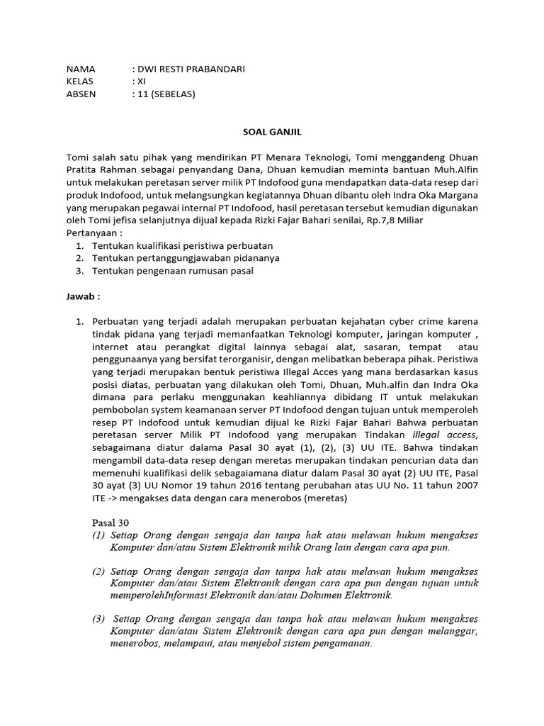 11 Xi Dwi Resti Cyber Crime) | PDF
