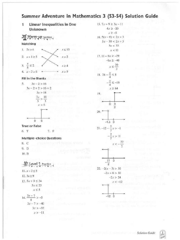 Summer Adventure in Mathematics S3 To S4 Ans | PDF