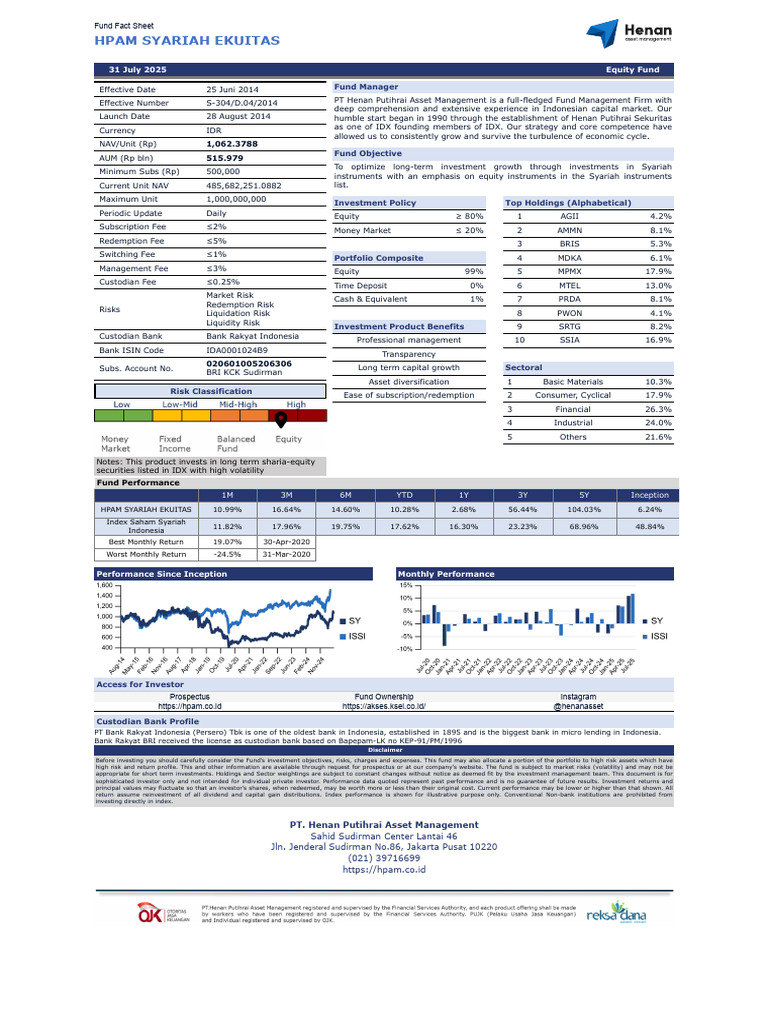 HPAM Syariah Equity Fund Overview | PDF | Investing | Corporations