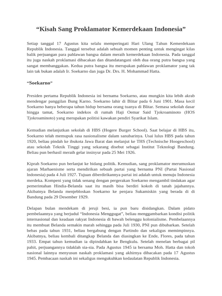 Proklamator Kemerdekaan Indonesia | PDF