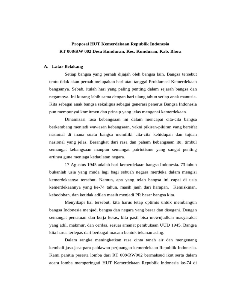 Proposal Karnaval RT 008 2019 | PDF