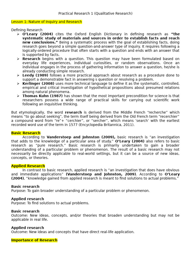Practical Research 1 Reviewer | PDF | Methodology | Data