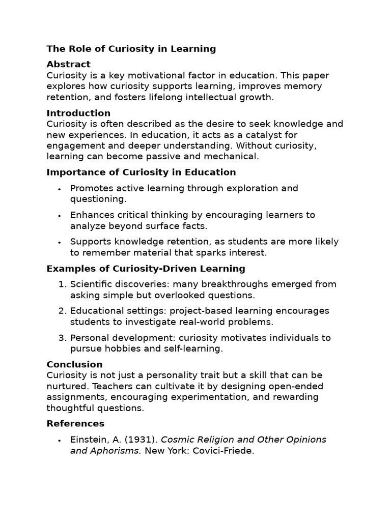 The Impact of Curiosity on Learning | PDF