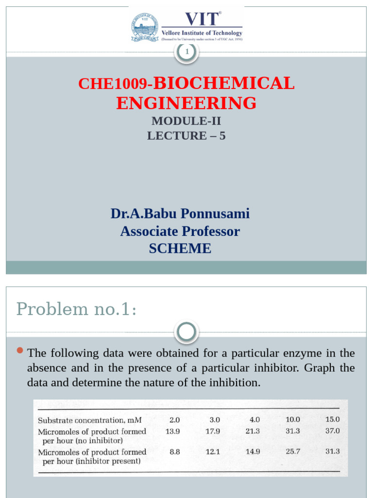 Lecture 5 (Problems On Inhibition and Enzyme Kinetics) | PDF | Enzyme Inhibitor | Enzyme Kinetics