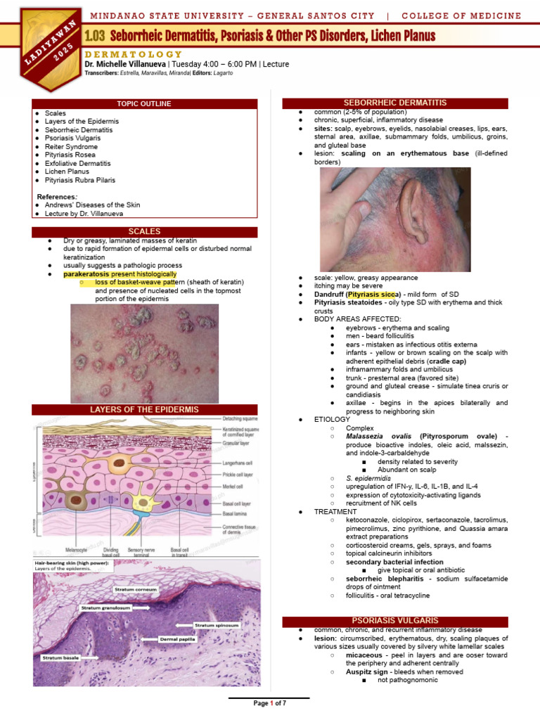 (Derma) 1.03 - Seborrheic Dermatitis, Psoriasis and Other ...