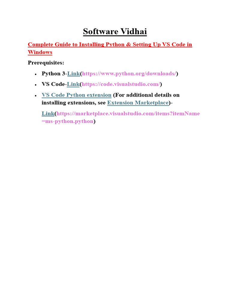 Document for Installing Python and Vscode | PDF