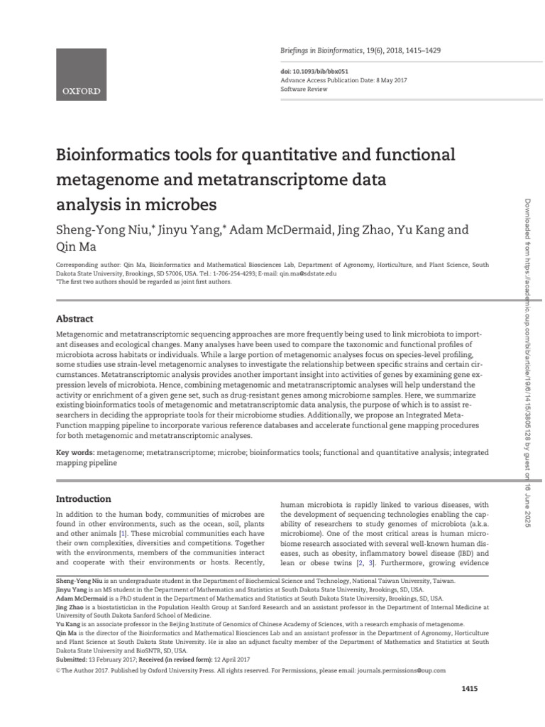 NIU - 2017 Bioinformática para Análise Quantitativa e Funcional de ...