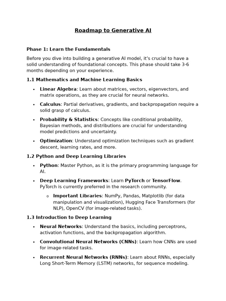 Generative AI Roadmap Overview | PDF | Deep Learning | Artificial ...